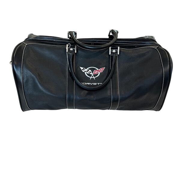 None and/or Unknown | Bags | Corvette Black Leather Duffle Tote Bag ...